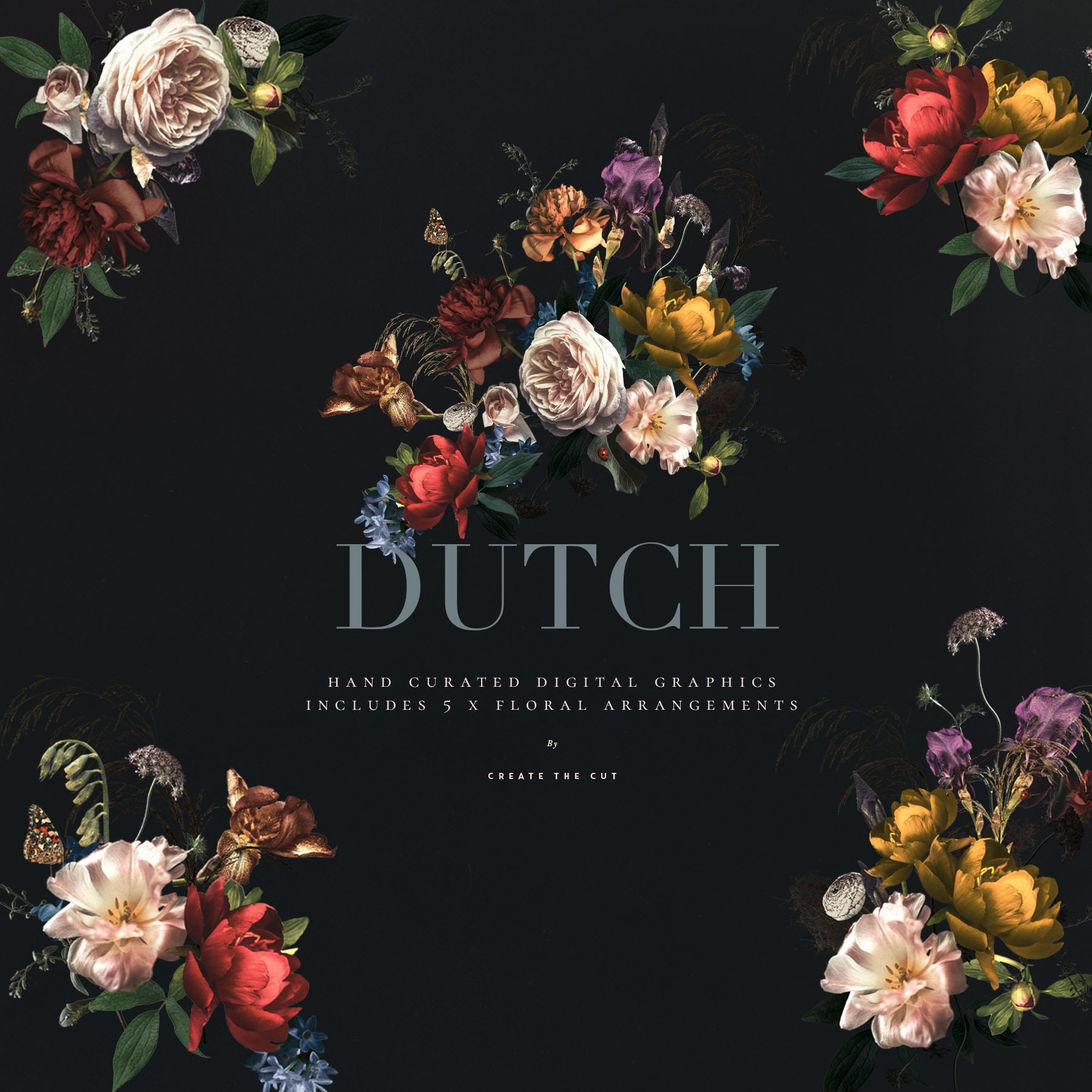Dutch Floral Clipart - Real Flower Clip Art - Digital Floristry ...