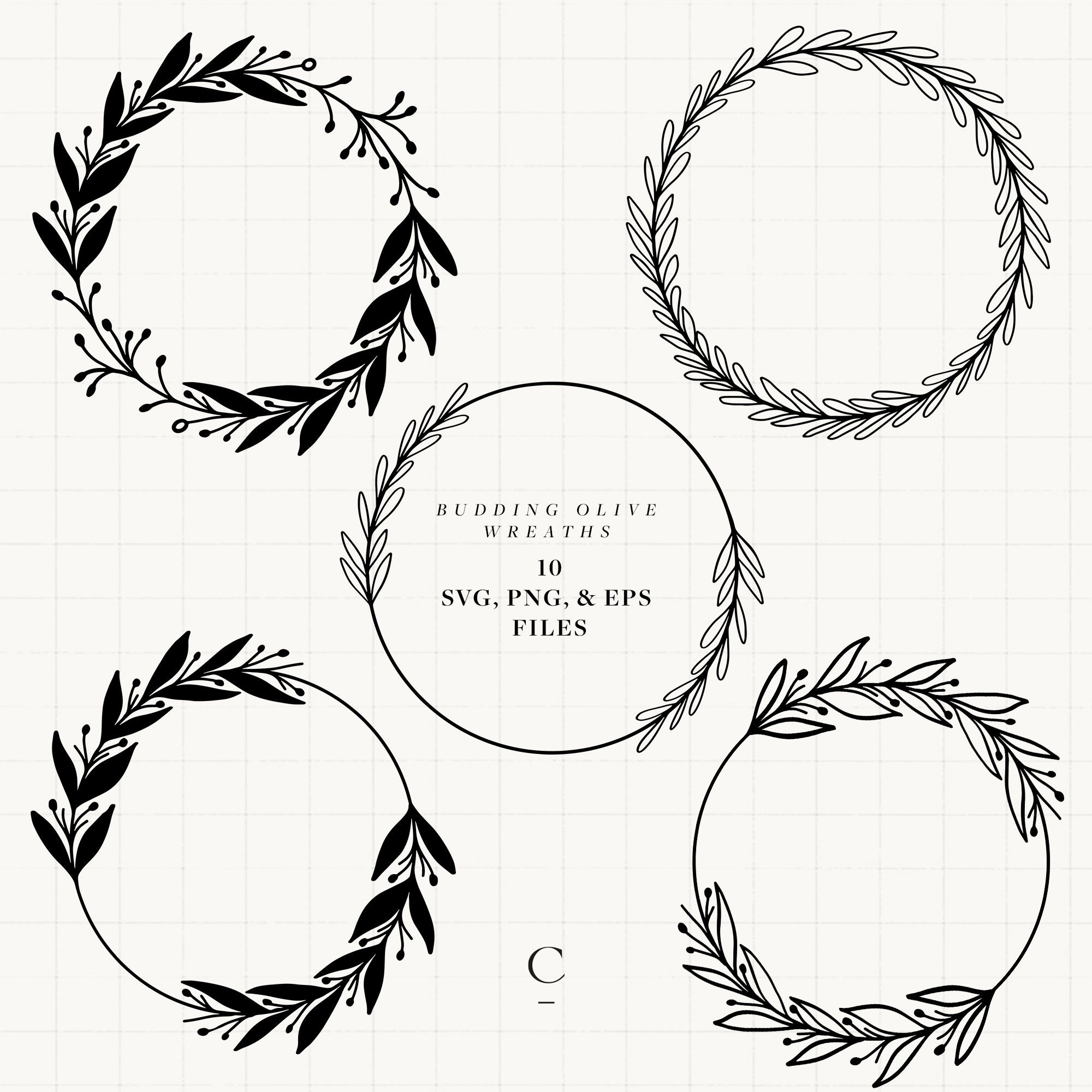 10 Floral Wreath SVG Bundle Commercial Use Wreath Svg & Png | Etsy