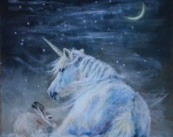 Winter Solstice, Unicorn & Hare, Unicorn Art, Fairytale Art, Print - Etsy