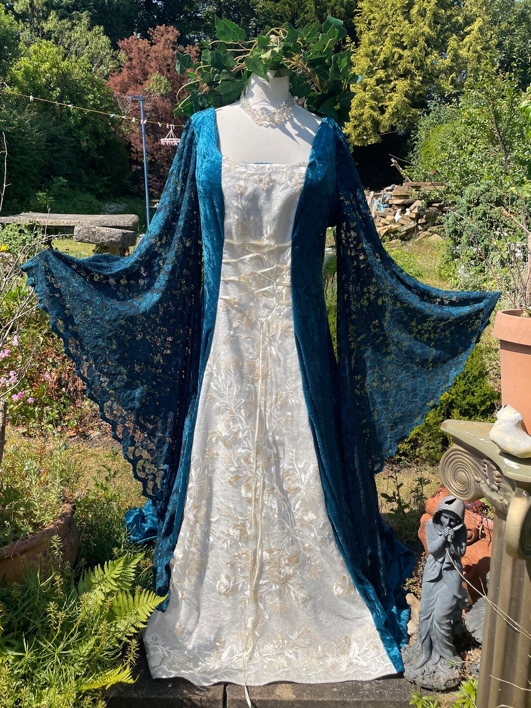 Celtic Elfcore Bride Teal & Ivory Rose Meadow Boho Goddess Medieval ...