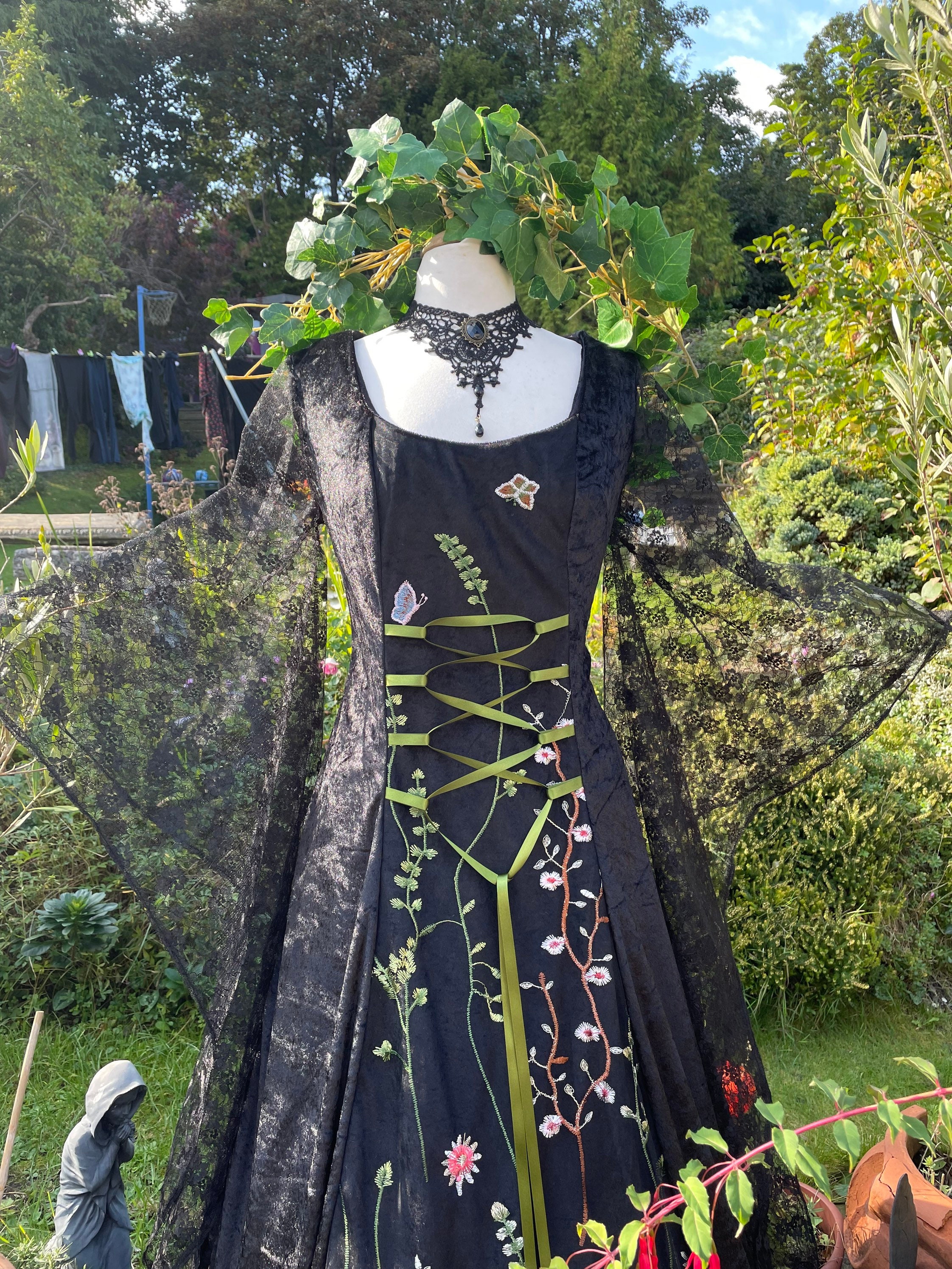 Gothic Vampire Samhain Black Halloween Ball Gown Meadow Boho | Etsy