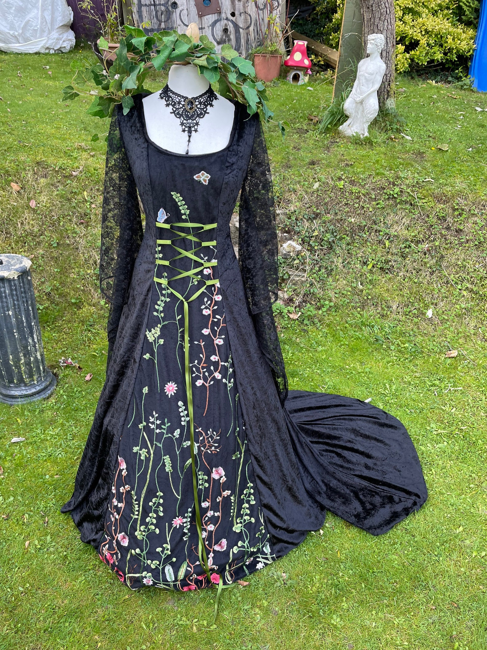 Gothic Vampire Samhain Black Halloween Ball Gown Meadow Boho | Etsy