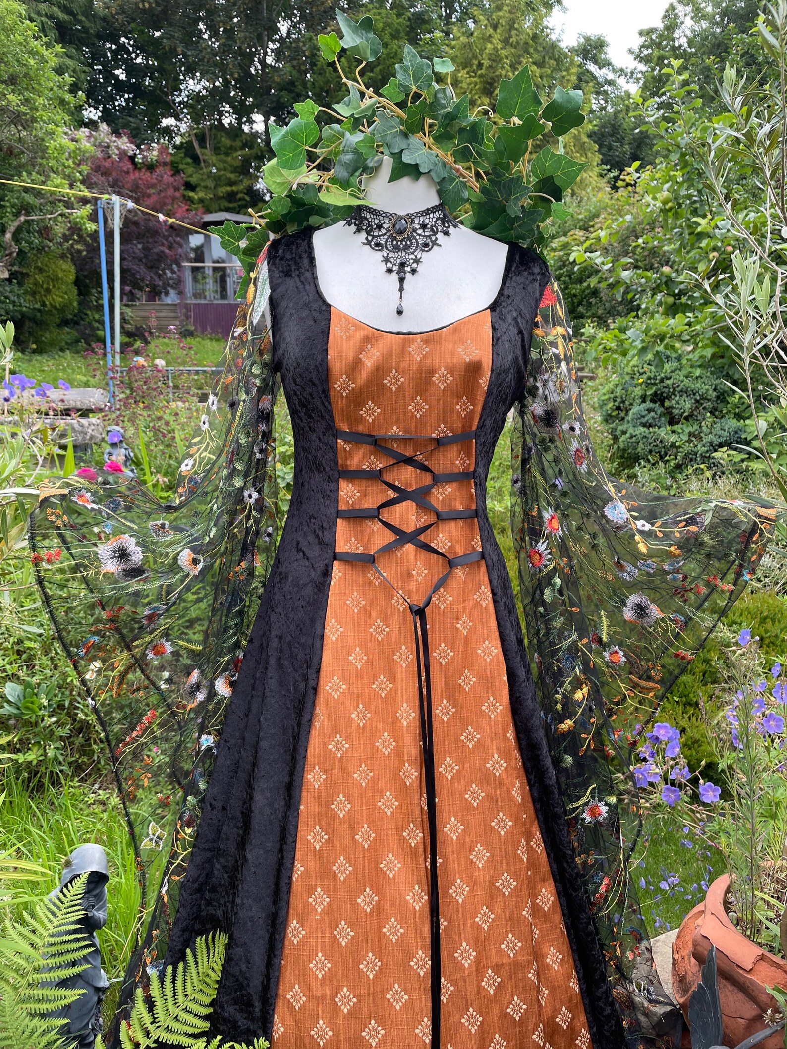 Black and Orange Goth Autumn Meadow Samhain Halloween ball | Etsy