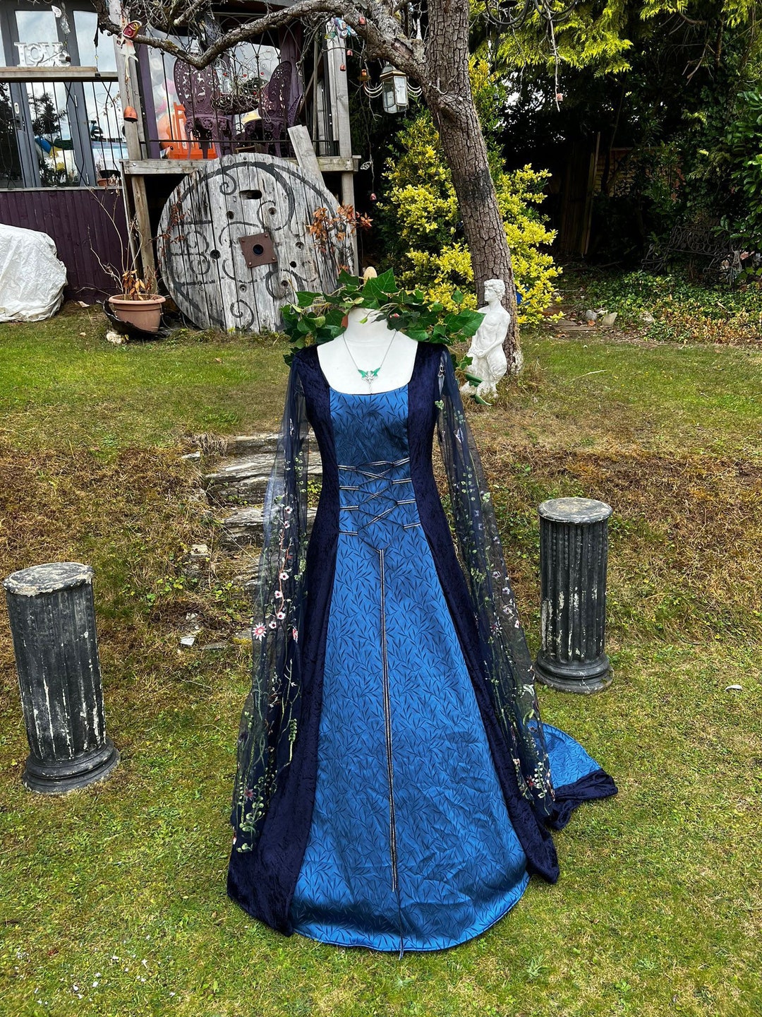 Navy Blue Elven Bespoke Boho Renaissance Medieval Meadow Pagan Celtic ...