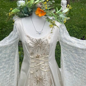 Duchess Satin Celtic Celestial Moon & Stars Ivory Boho Fey Medieval ...