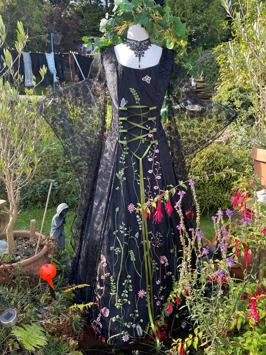 Gothic Vampire Samhain Black Halloween Ball Gown Meadow Boho ...