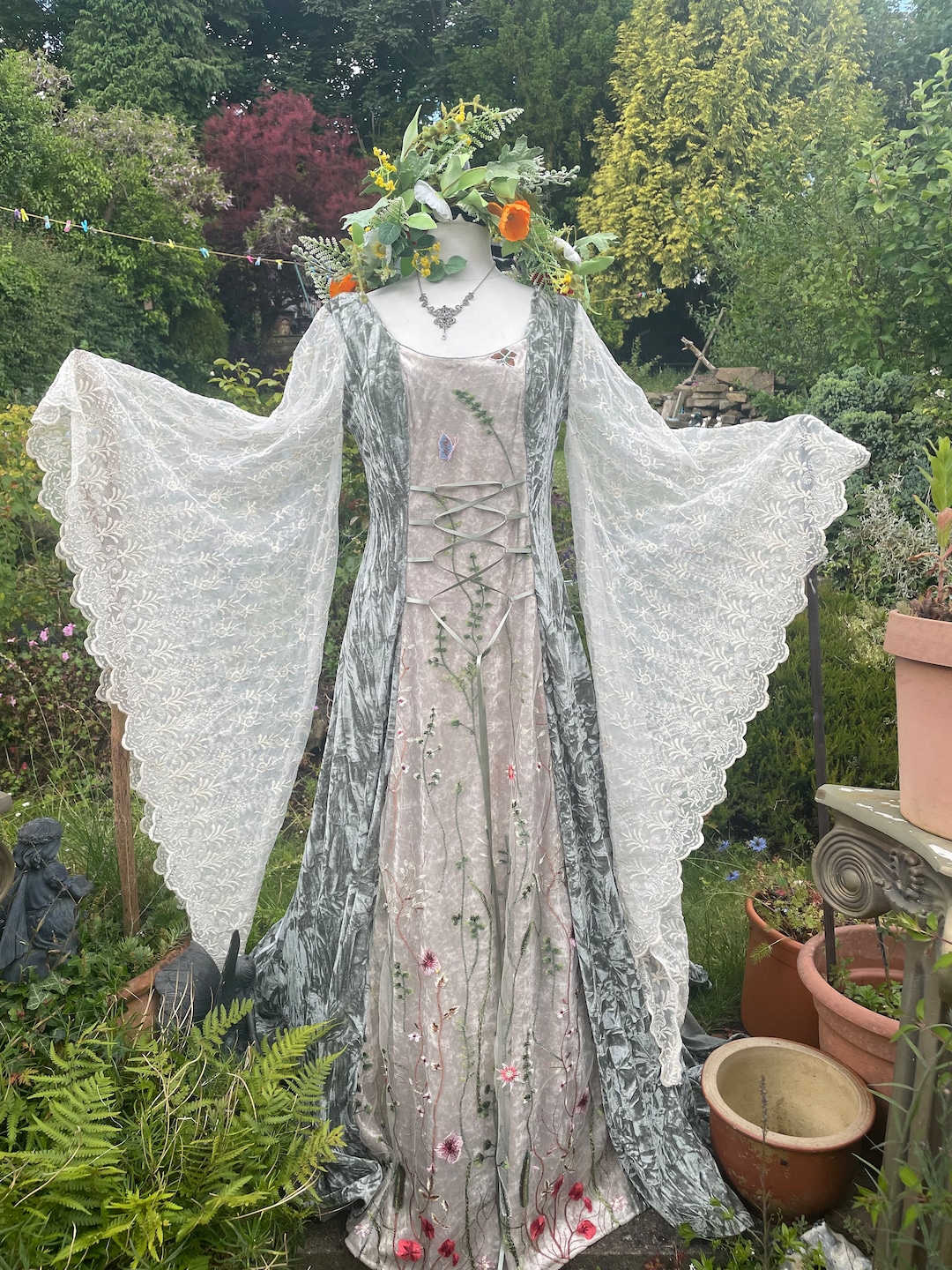 Elf Coronation Gown Meadow Boho Renaissance Medieval Pagan Celtic ...