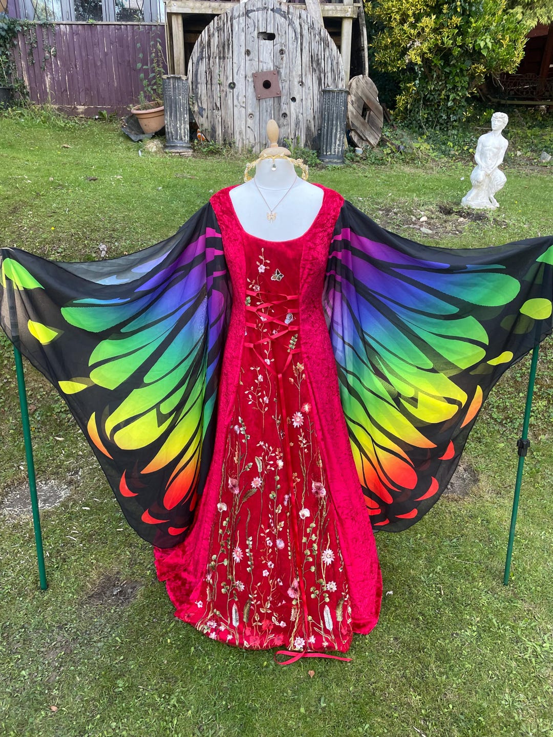 Red Gothic Samhain Butterfly Halloween Ball Gown Meadow Boho ...