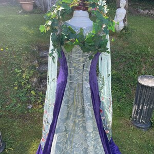 Elfcore Fairycore Dark Lilac & Green Forest Gown Meadow Boho ...