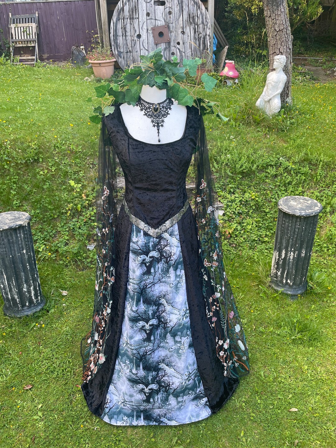 Bespoke Witchcore Goth "timeless Owls in the Graveyard Night " Tudor ...