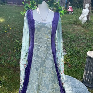 Elfcore Fairycore Dark Lilac & Green Forest Gown Meadow Boho ...