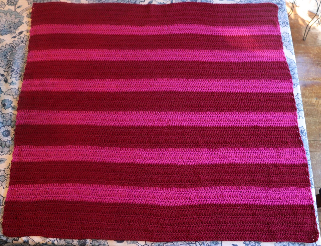 Baby Blanket Crochet - Red and Fuchsia Striped Baby Afghan or Lap ...