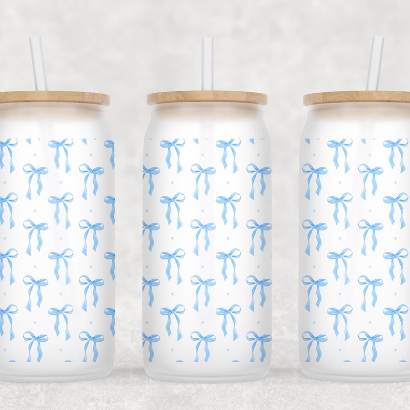 Blue Bow Cups With Lids - Etsy