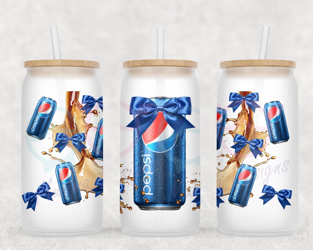 Blue Bow Drink Fizzy ~ 16oz Glass Cup Wrap - Etsy