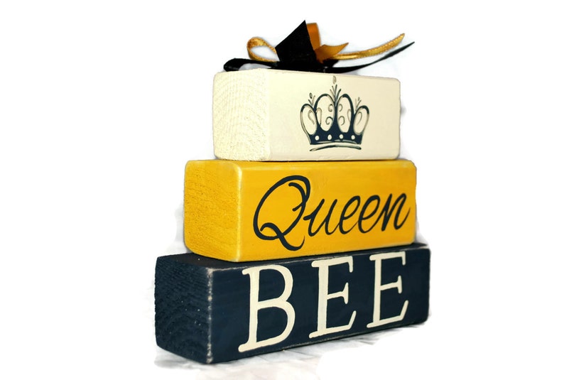 Queen Bee Crown Boss Woodenblock Shelf Sitter Stack | Etsy