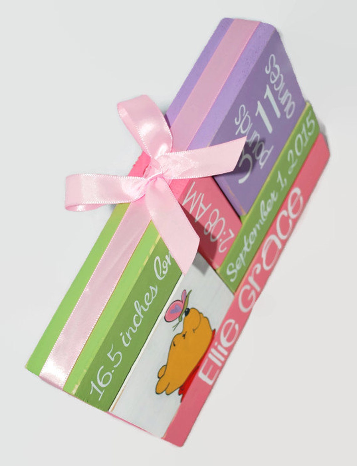 Bear Nursery Baby Birth Stat Woodenblock Shelf Sitter Stack - Etsy