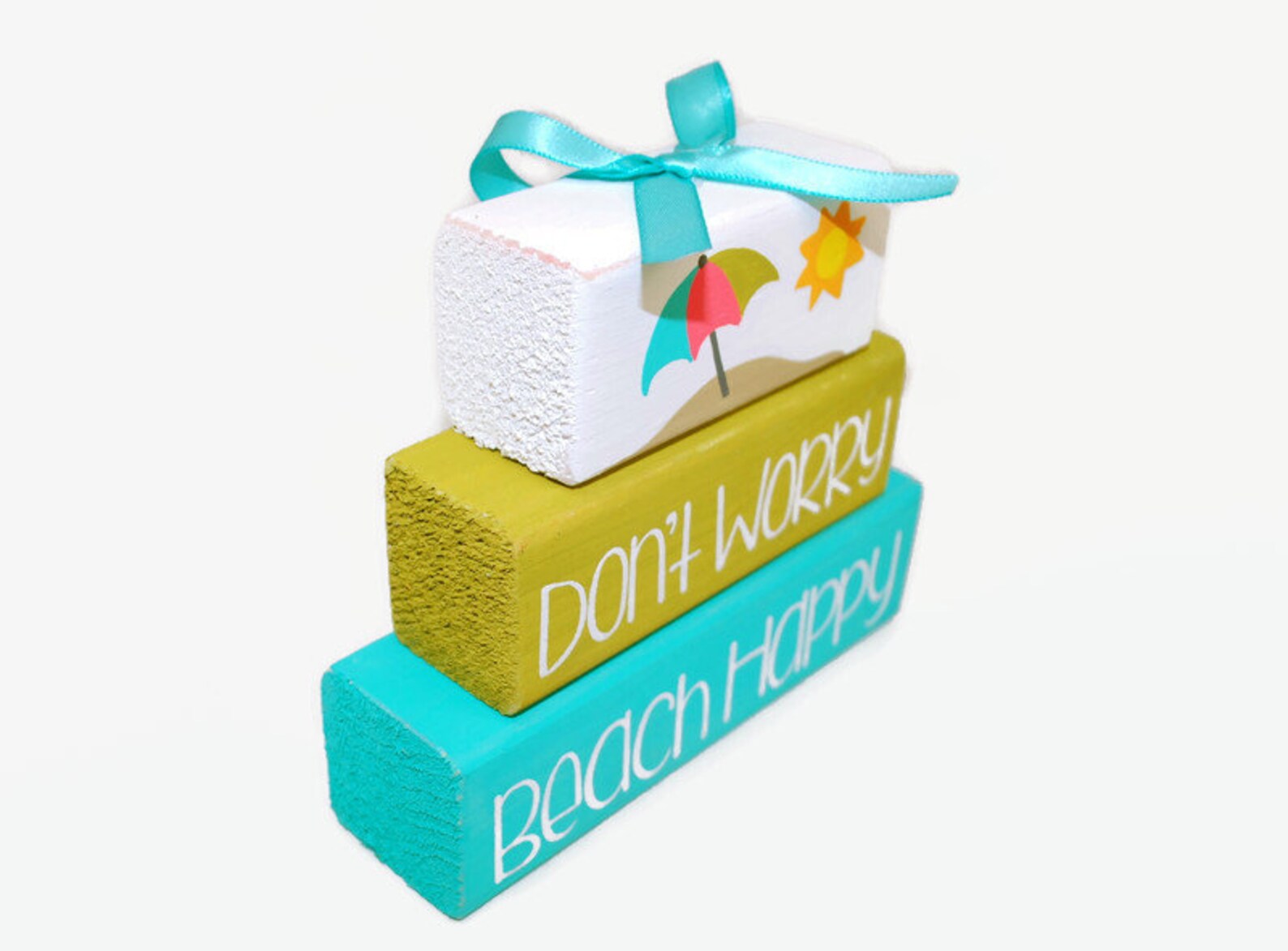 Summer Don't Worry Beach Happy Woodenblock Shelf Sitter - Etsy