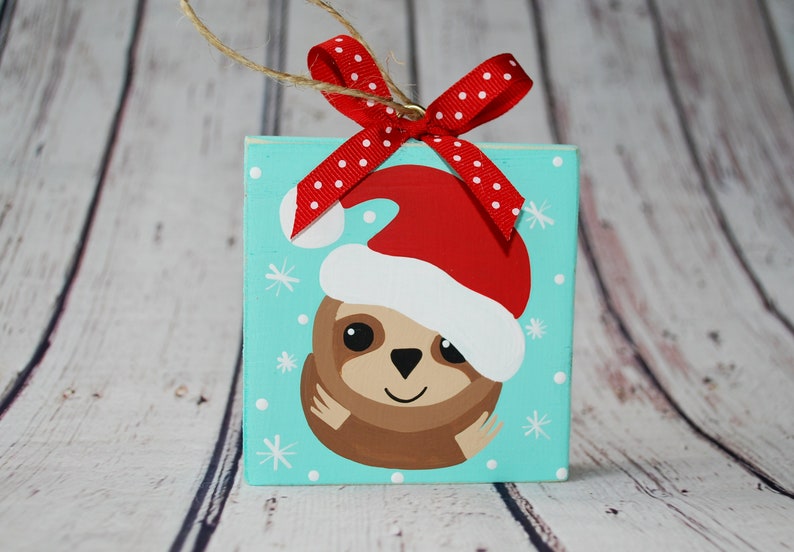 Sloth Ornament Woodenblock Gift Tag Christmas Decor Keepsake - Etsy