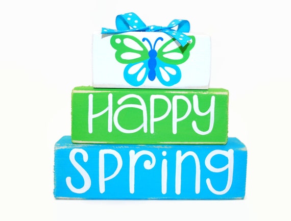 Butterfly Happy Spring Woodenblock Shelf Sitter Stack - Etsy