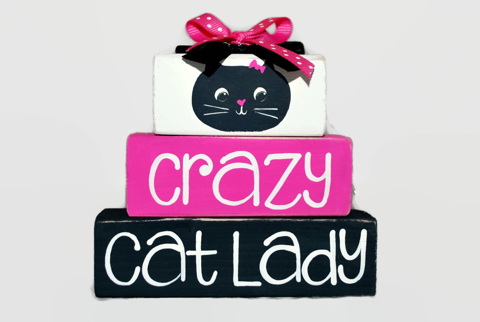 Crazy Cat Lady Friend Woodenblock Shelf Sitter Stack - Etsy