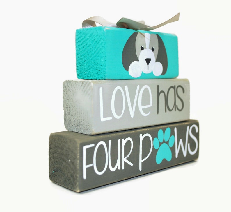 Dog Lover Woodenblock Shelf Sitter Stack Paws - Etsy