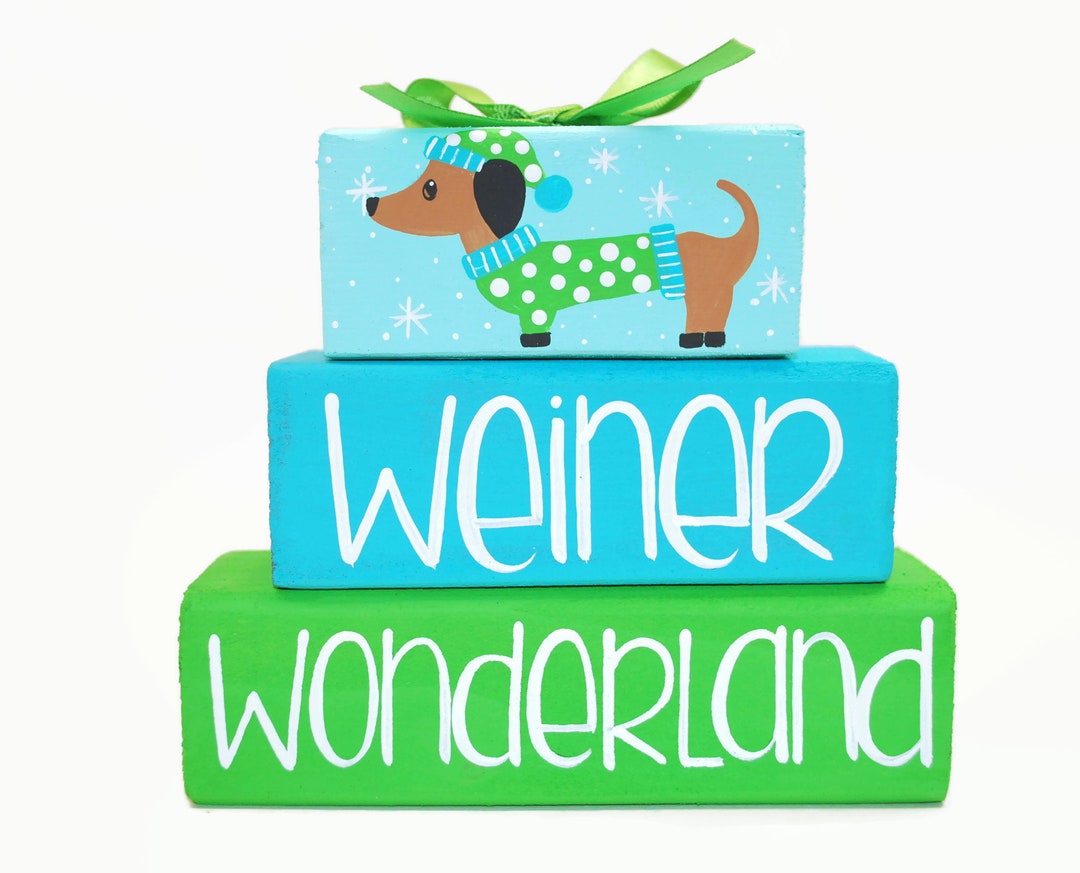 Weiner Wonderland Winter Woodenblock Shelf Sitter Stack - Etsy