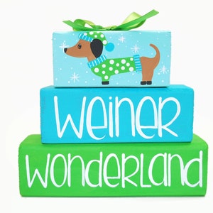Weiner Wonderland Winter Woodenblock Shelf Sitter Stack - Etsy