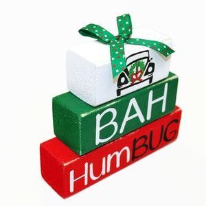 Christmas Bah Humbug Woodenblock Shelf Sitter Stack - Etsy