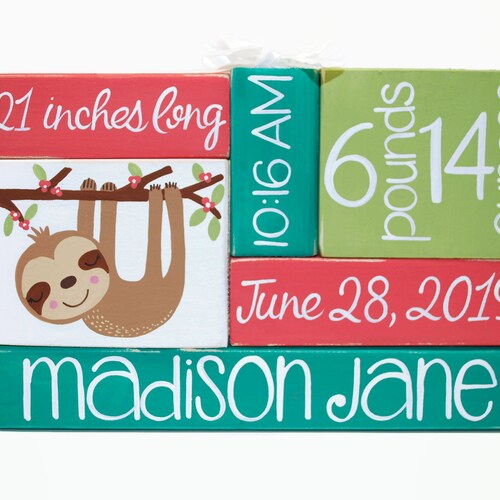 Fox Nursery Baby Birth Stat Woodland Woodenblock Shelf Sitter - Etsy