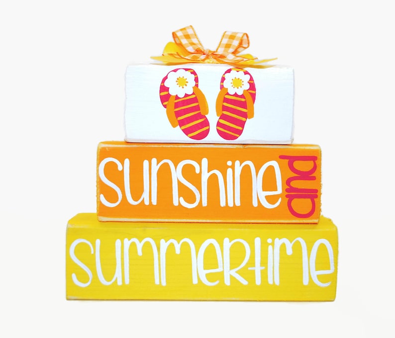 Beach Home Decor: Summer Flip Flops Sunshine Wooden Block - Etsy