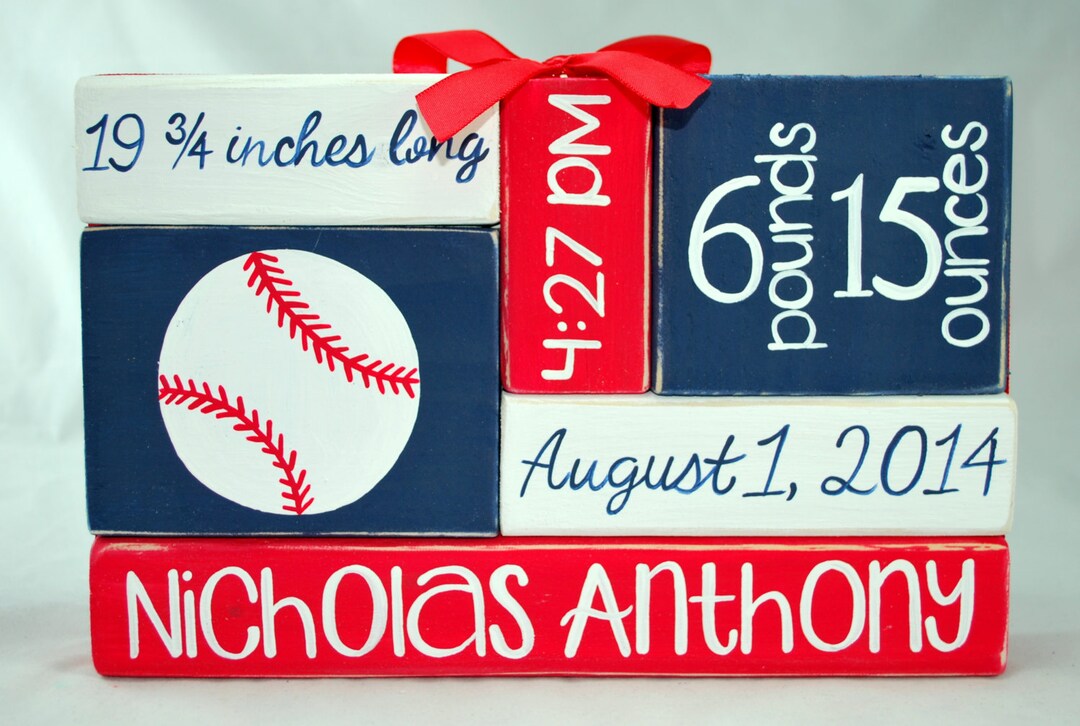 Baseball Baby Birth Stat Nursery Woodenblock Shelf Sitter Stack - Etsy