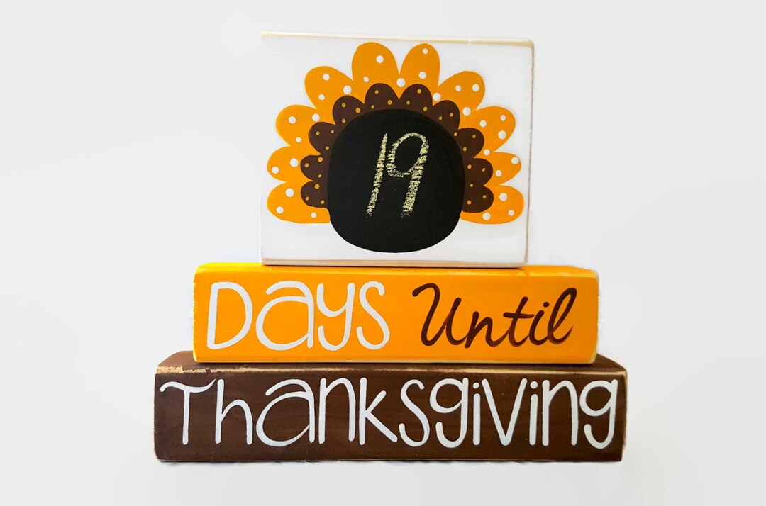 Thanksgiving Countdown Chalkboard Woodenblock Shelf Sitter Stack - Etsy