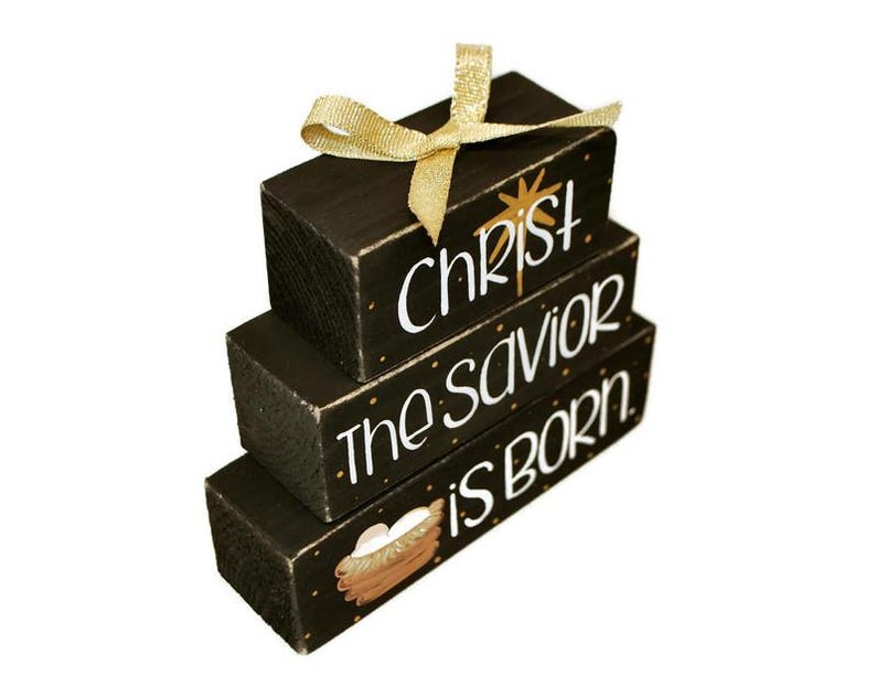 Christ the Savior Wood Block Set: Christmas Tiered Tray Decor - Etsy