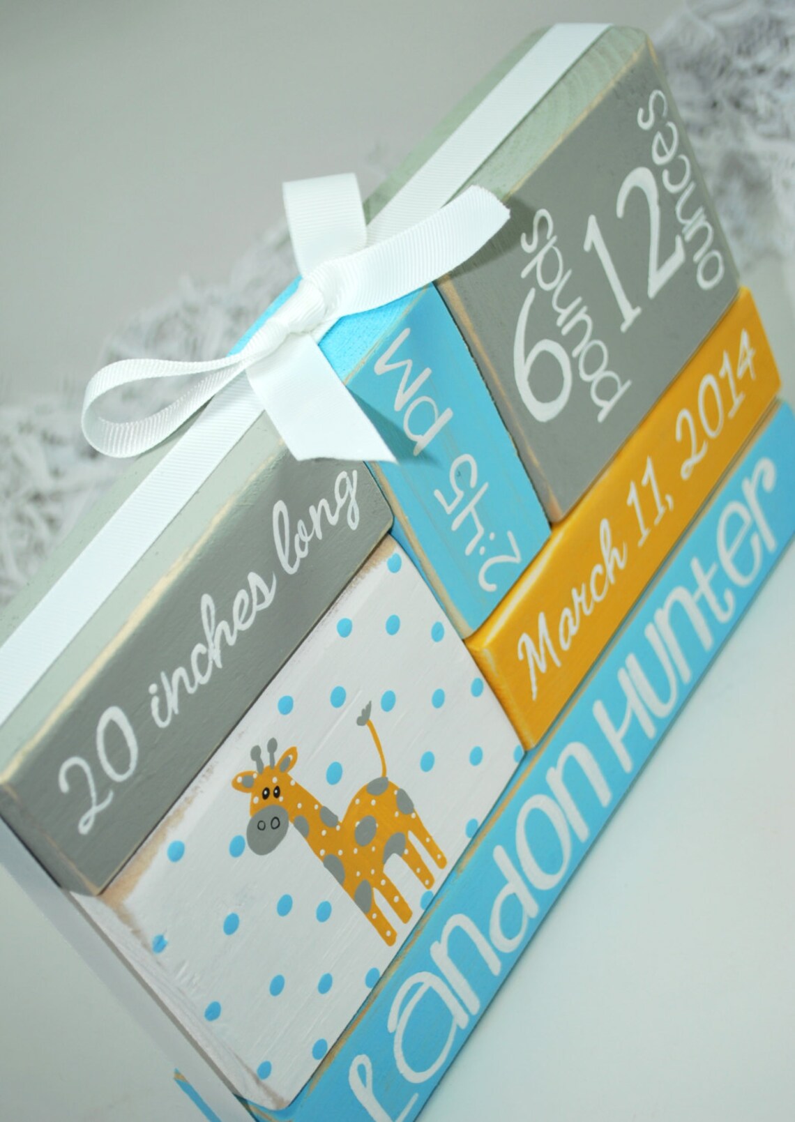 Giraffe Custom Baby Birth Stats Nursery Woodenblock Shelf - Etsy