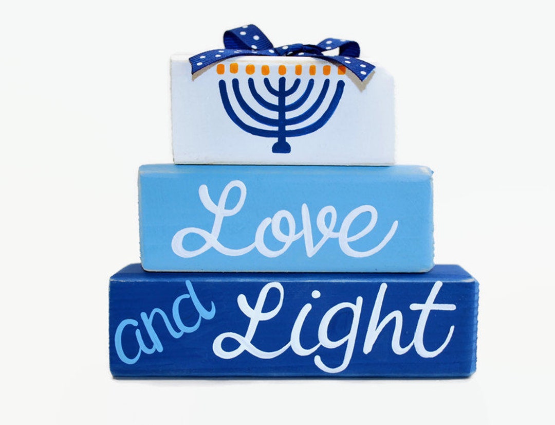 Hanukkah Menorah Love and Light Woodenblock Shelf Sitter Stack - Etsy