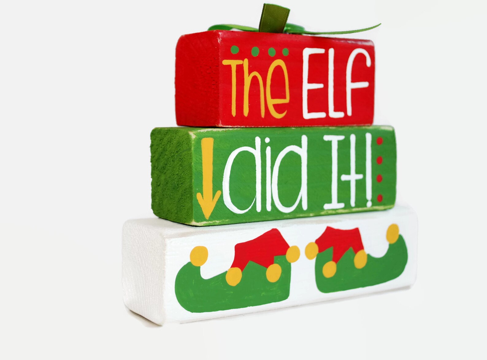 Christmas Elf Did It Woodenblock Shelf Sitter Stack Holiday - Etsy