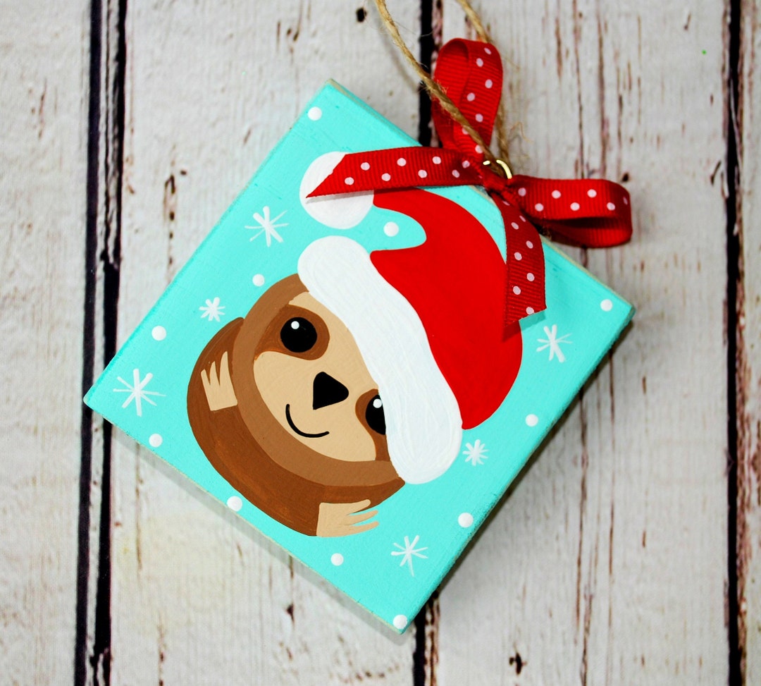 Sloth Ornament Woodenblock Gift Tag Christmas Decor Keepsake - Etsy