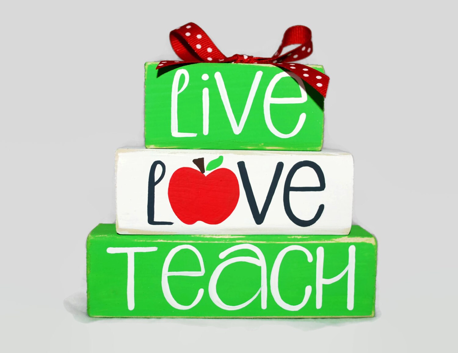 Live Love Teach Teacher Appreciation Apple Woodenblock Shelf - Etsy