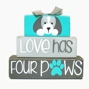 Dog Lover Woodenblock Shelf Sitter Stack Paws - Etsy