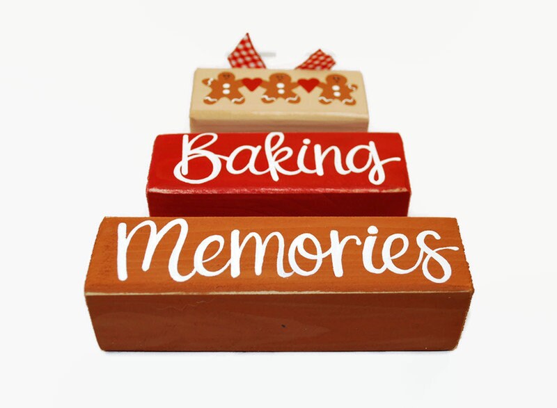 Christmas Gingerbread Baking Memories Wooden Block Stack - Tiered Tray ...