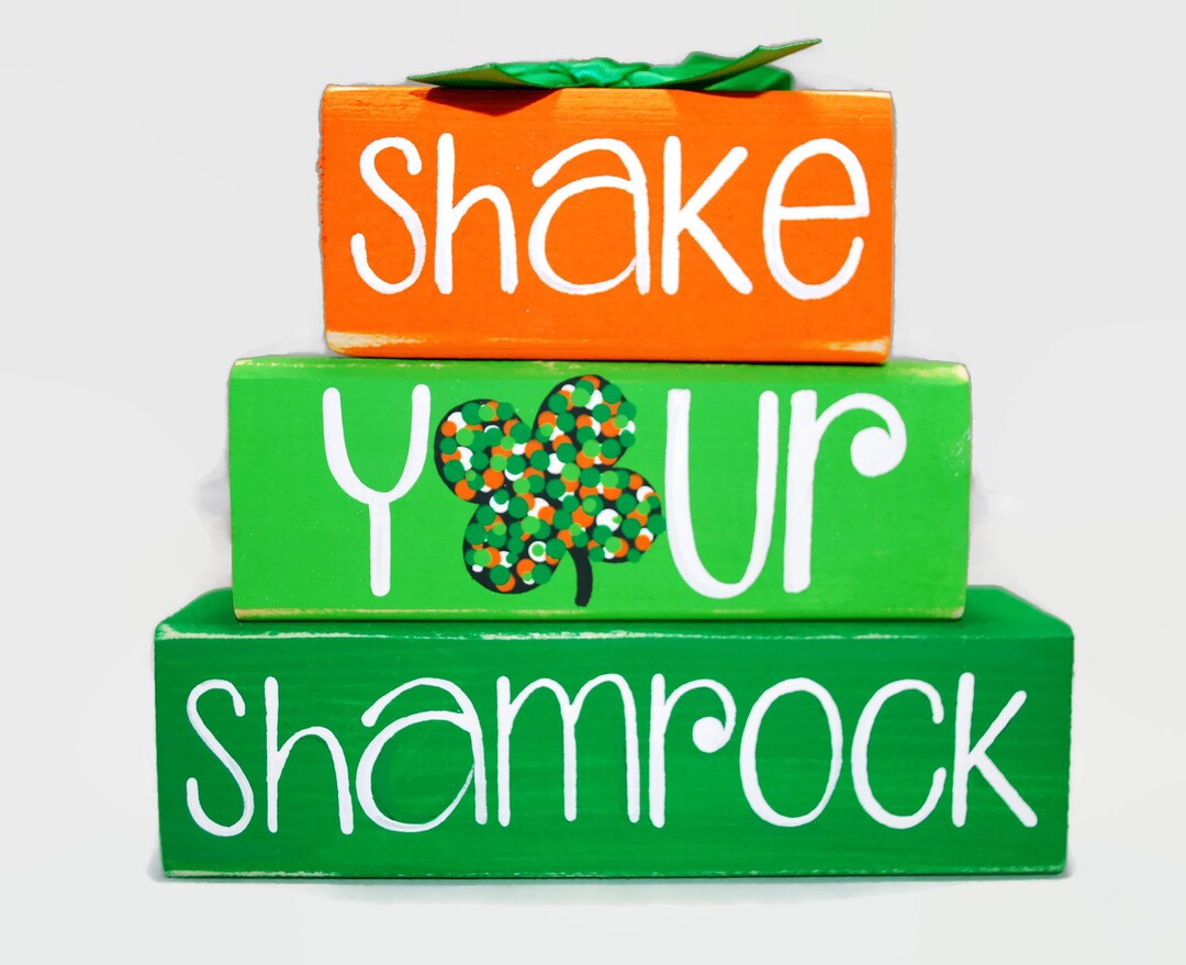 St Patricks Day Wooden Block Decor: Shake Your Shamrock Shelf Sitter - Etsy