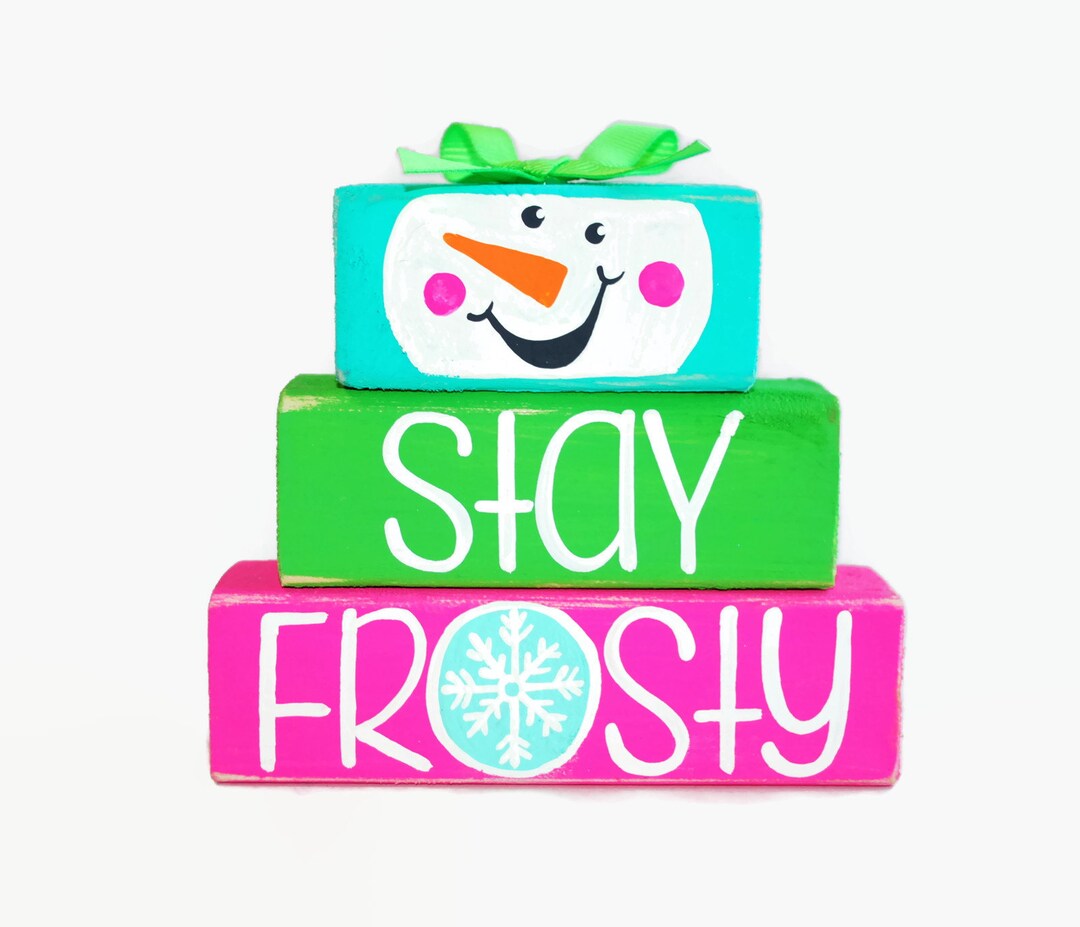 Snowman Stay Frosty Snowflake Woodenblock Shelf Sitter Stack - Etsy