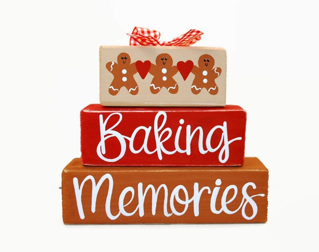 Christmas Gingerbread Baking Memories Wooden Block Stack - Tiered Tray ...