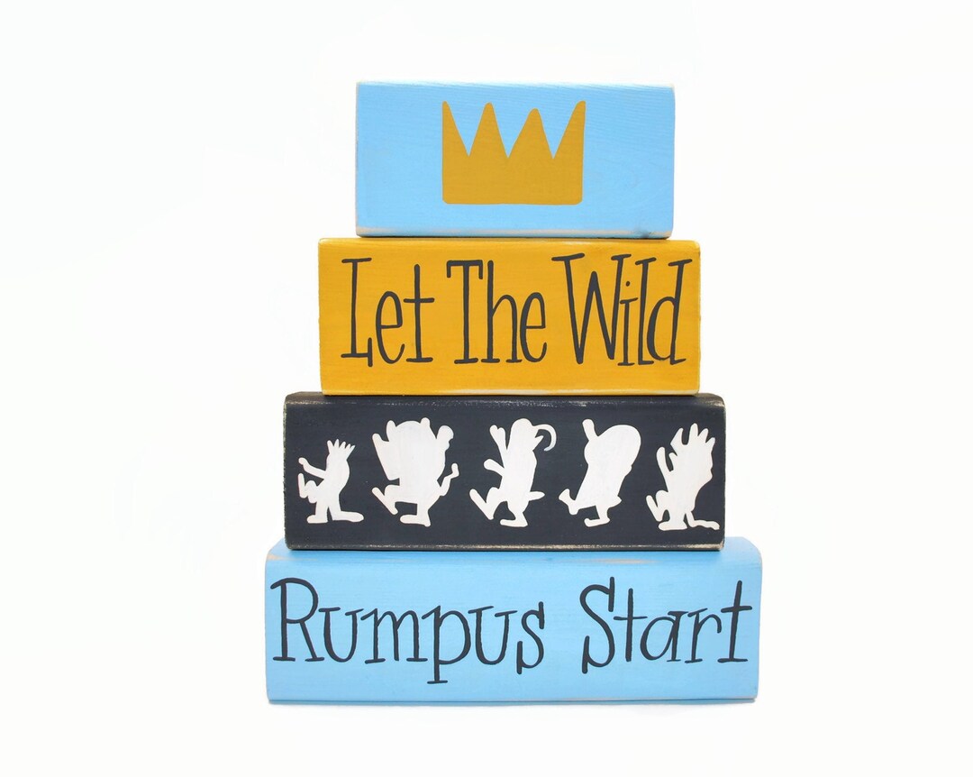 Crown Let the Wild Rumpus Start Wild Thing Woodenblock Shelf Sitter ...