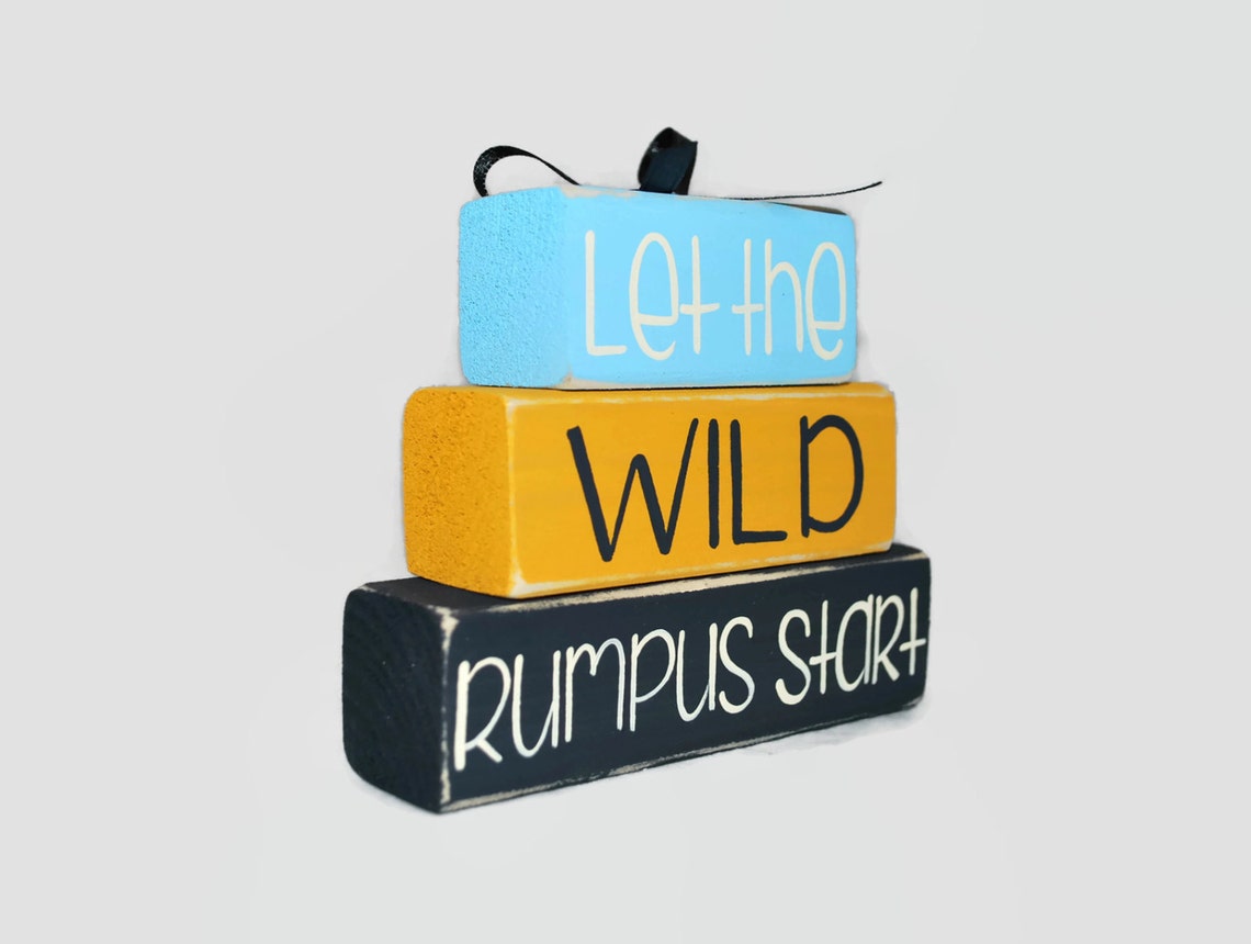 Wild Rumpus Start Wild Thing Woodenblock Shelf Sitter Stack - Etsy