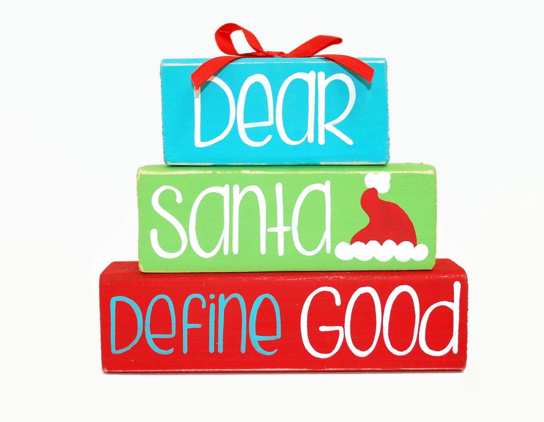 Christmas Dear Santa Woodenblock Shelf Sitter Stack - Etsy