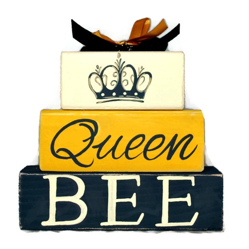 Queen Bee Crown Boss Woodenblock Shelf Sitter Stack | Etsy