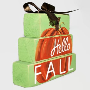 Pumpkin Hello Fall Autumn Woodenblock Shelf Sitter Stack - Etsy