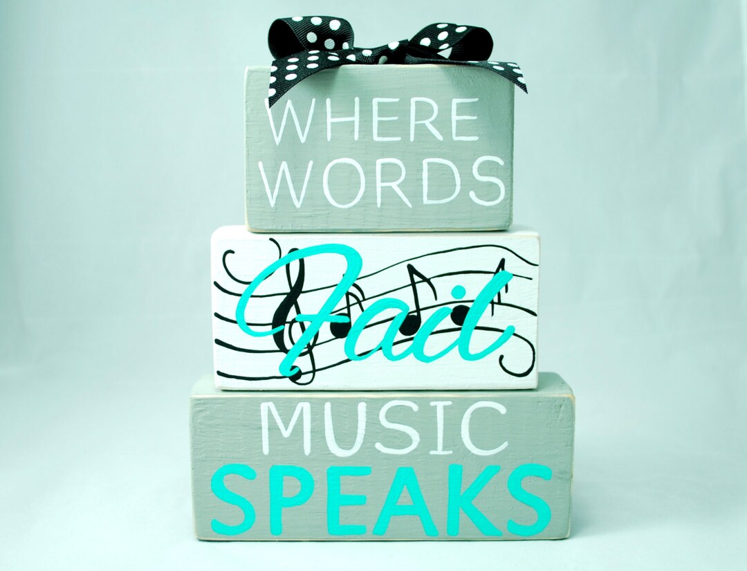 Music Teacher Where Words Fail Music Speaks Woodenblock Shelf - Etsy
