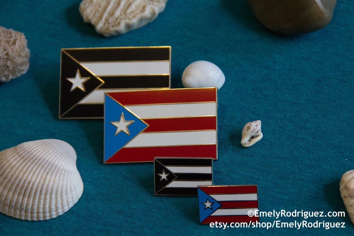 Small Puerto Rico Flag Enamel Pin Black or Color - Etsy